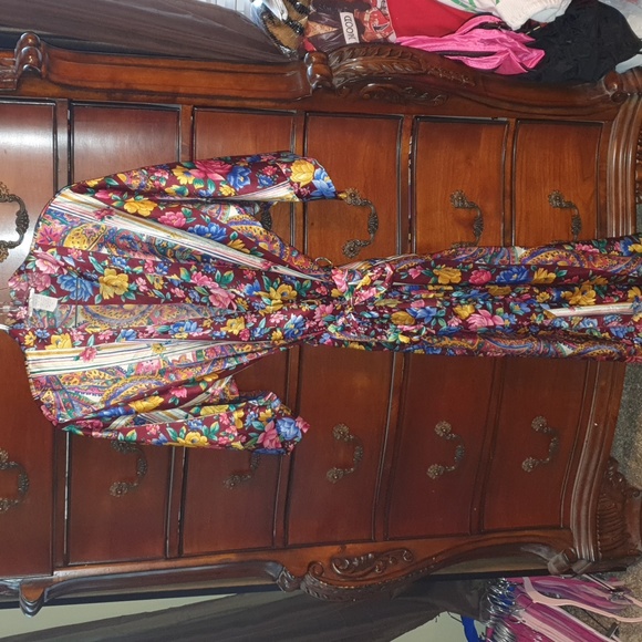 Vintage | Intimates & Sleepwear | Vtg 8s Floral Paisley Stay At Home ...